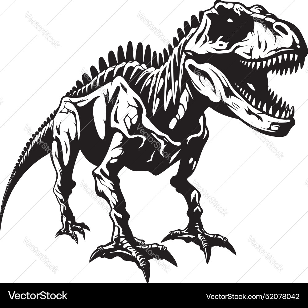 Fossilized tyrant dino skeleton logo design Vector Image