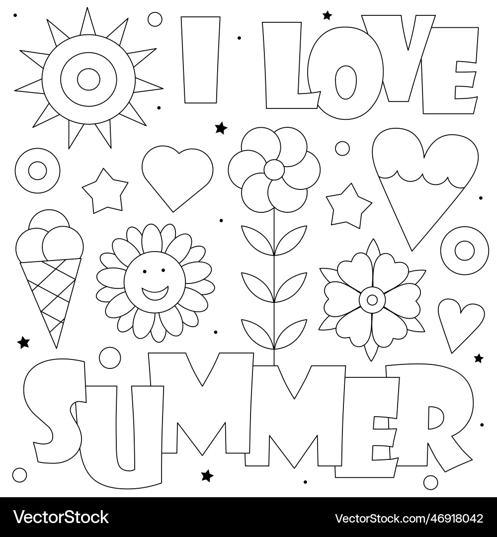 I love summer coloring page Royalty Free Vector Image