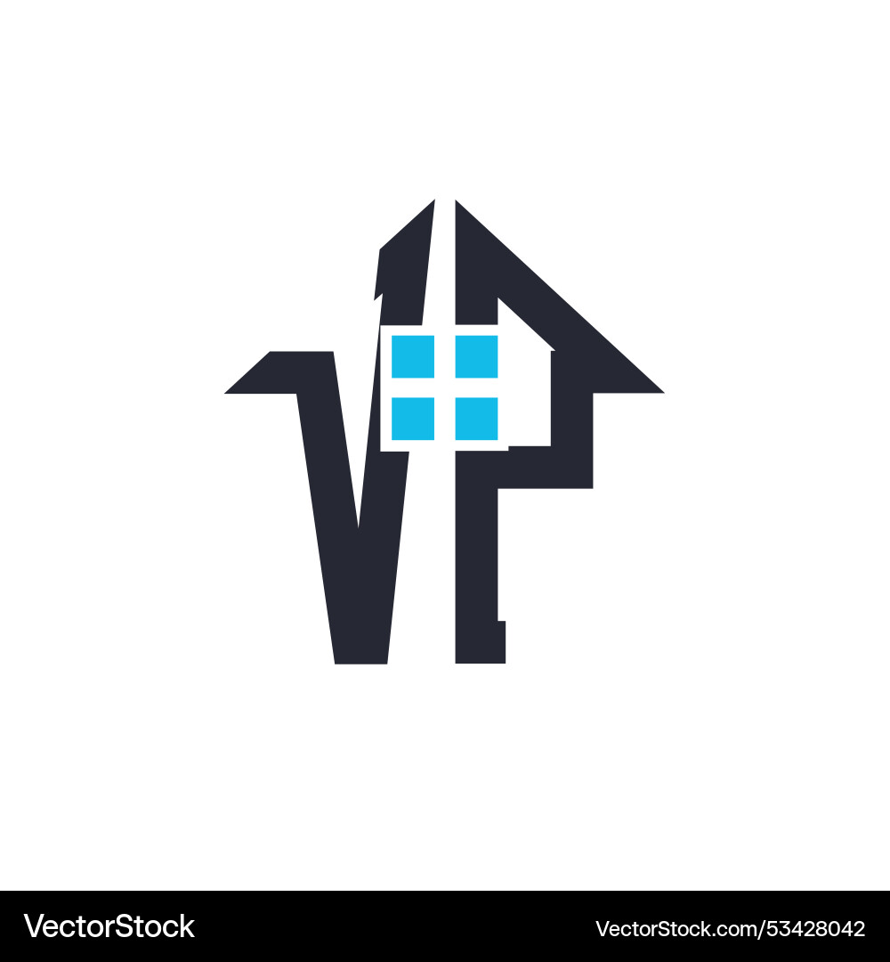 Initials vp house logo design creative letter Vector Image