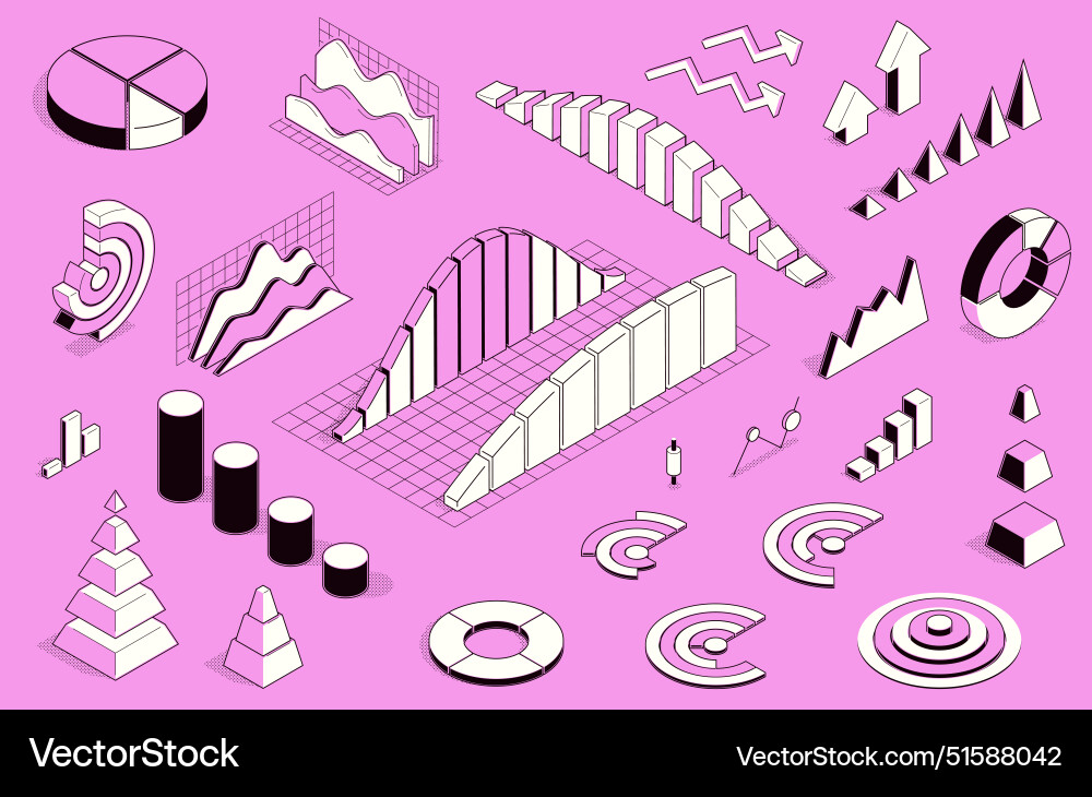 Isometric outline infographic diagram abstract Vector Image
