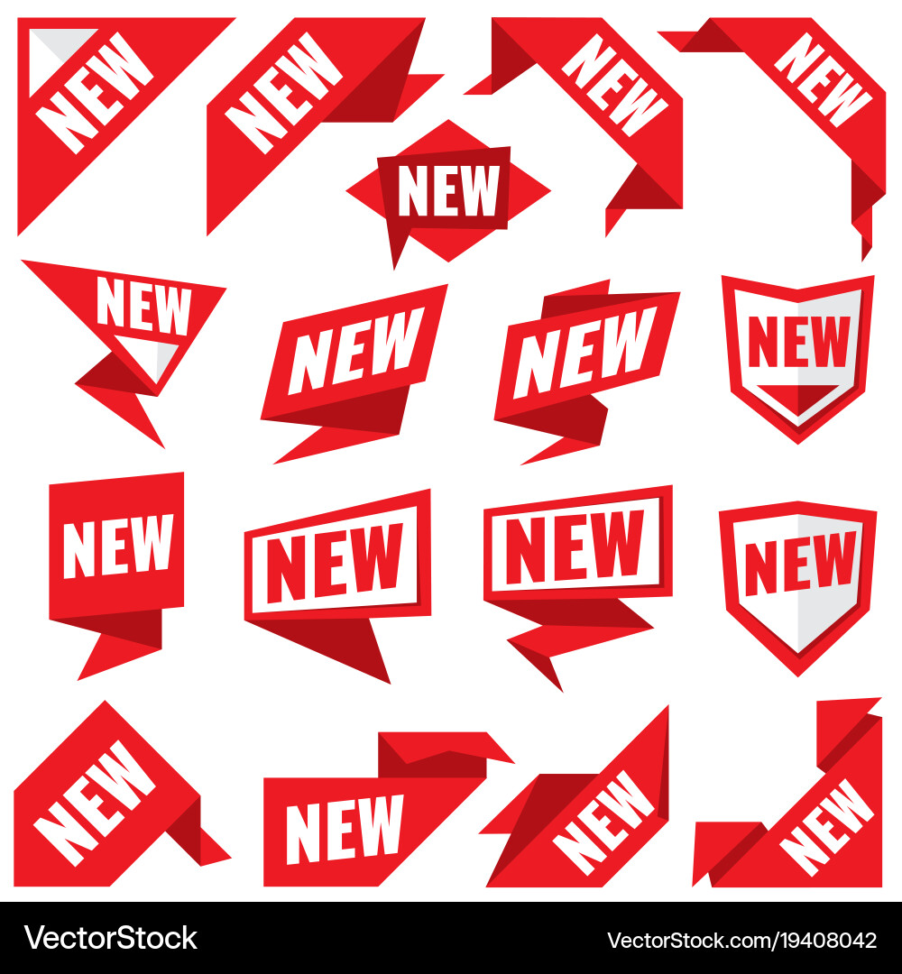 New stickers modern labels and corner red Vector Image