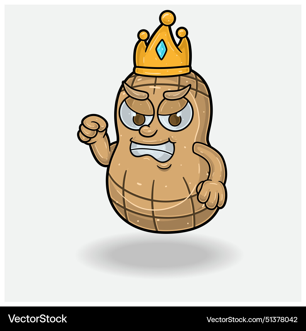 Peanut mascot cartoon with angry expression Vector Image