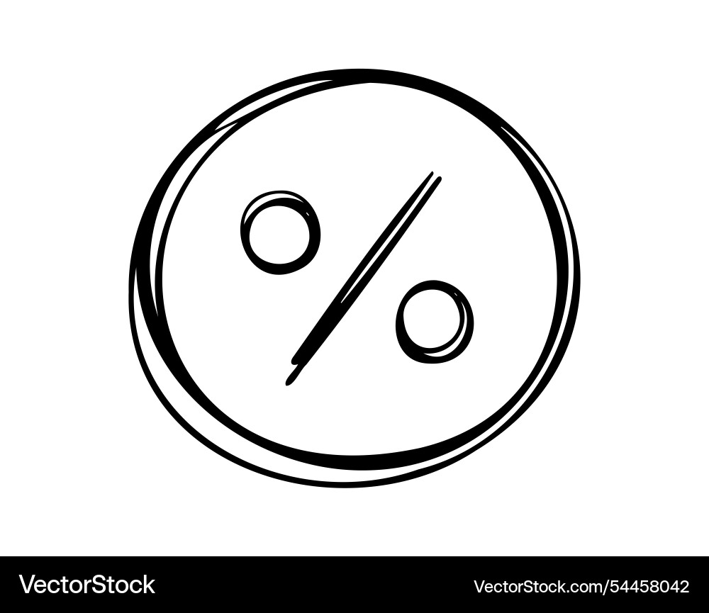 Percentage hand drawn doodle symbol drawing line Vector Image