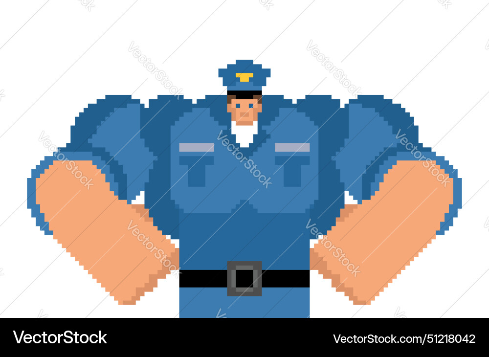 Police officer pixel art pixelated policeman 8 Vector Image