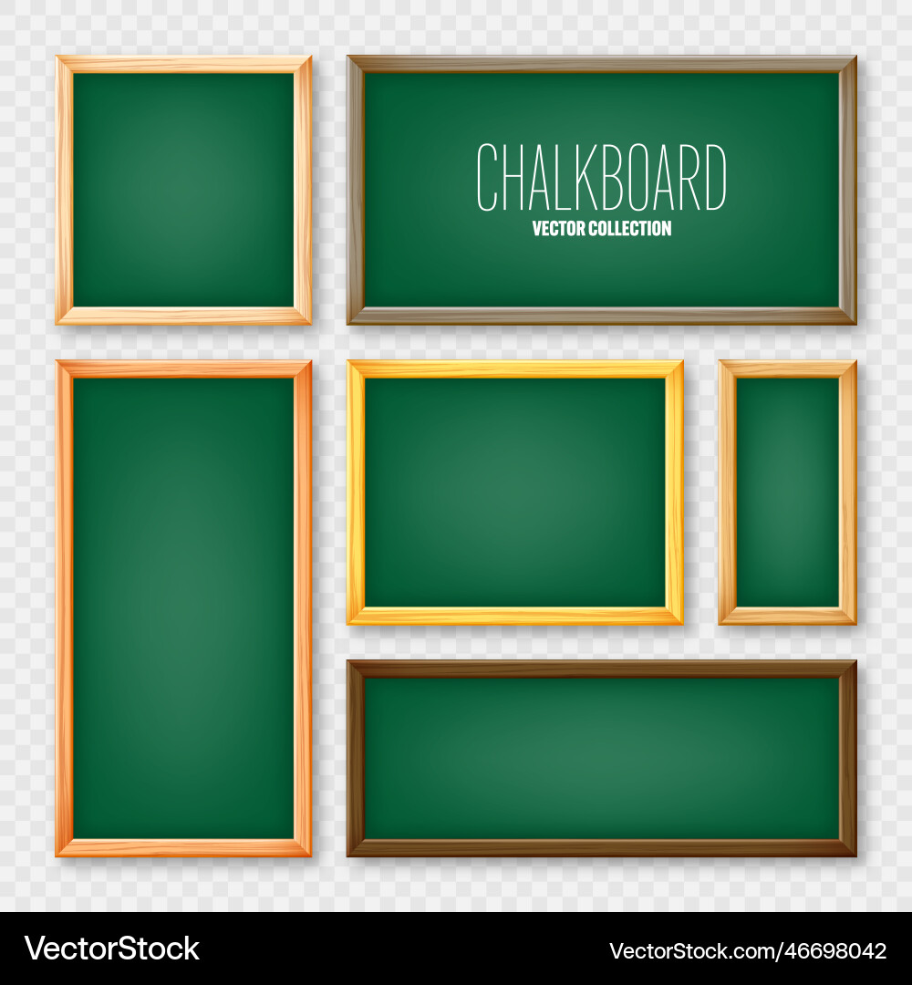 Realistic various chalkboards in a wooden frame Vector Image
