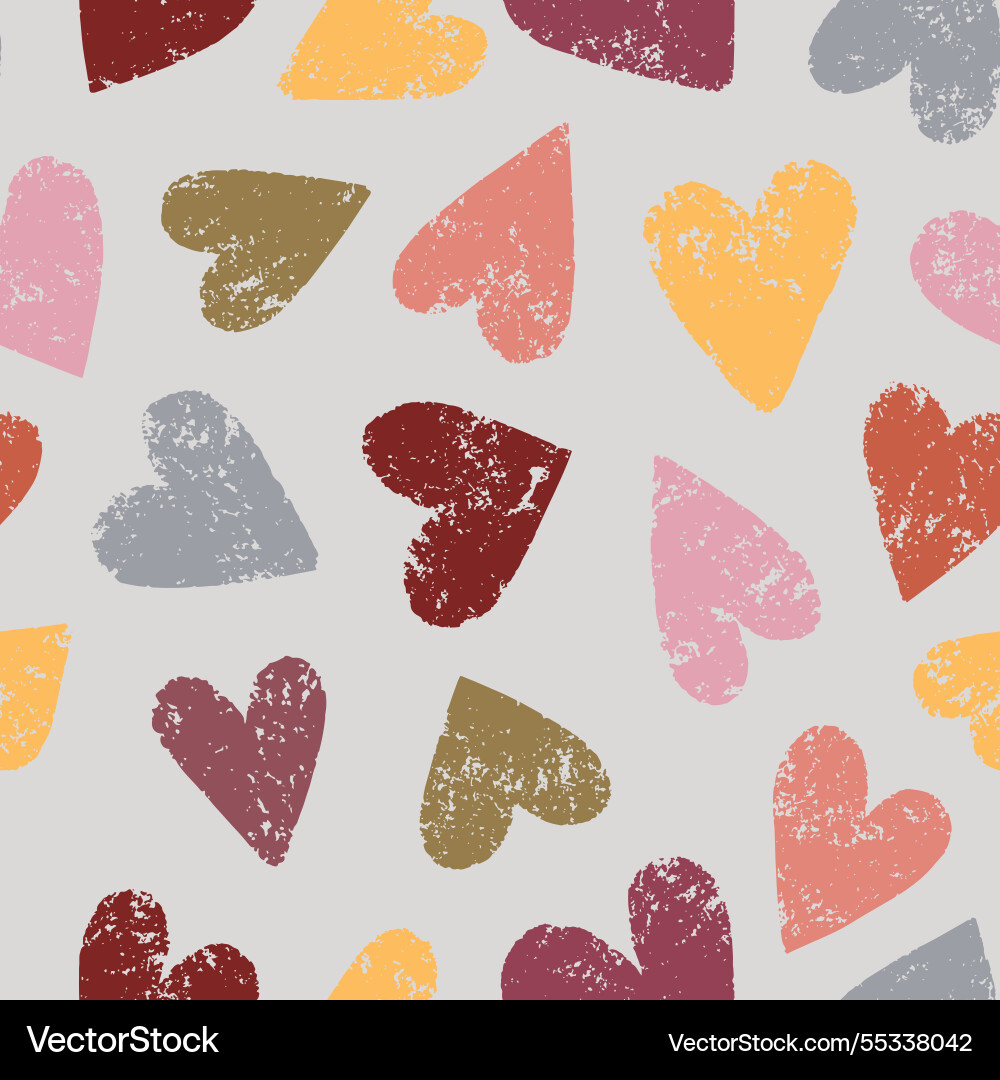 Seamless cute heart pattern with vintage textured Vector Image