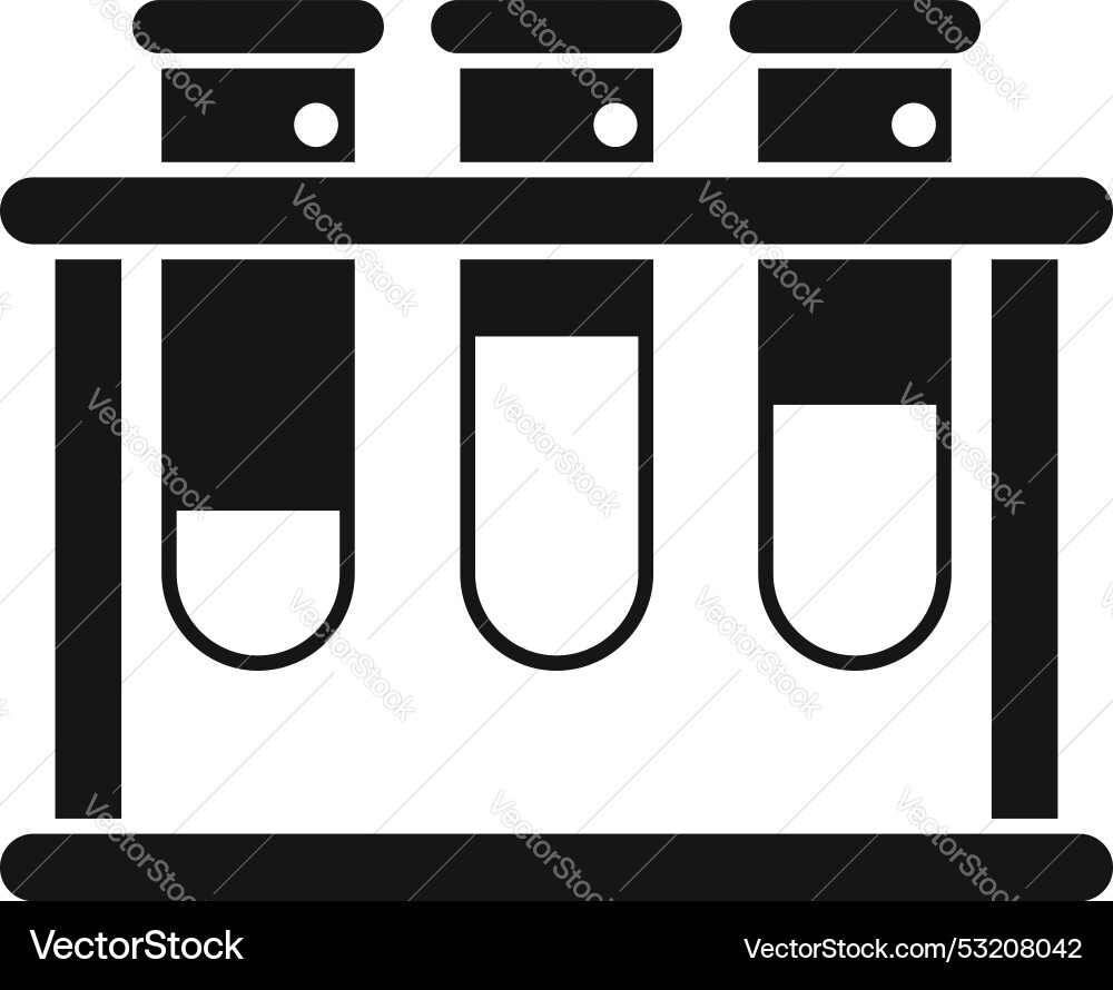 Test tubes with liquid standing in tube rack Vector Image