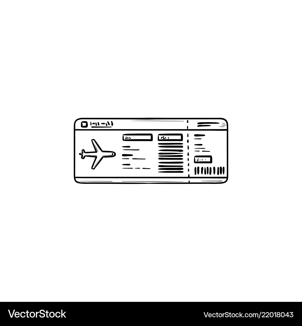 Airplane ticket hand drawn outline doodle icon Vector Image