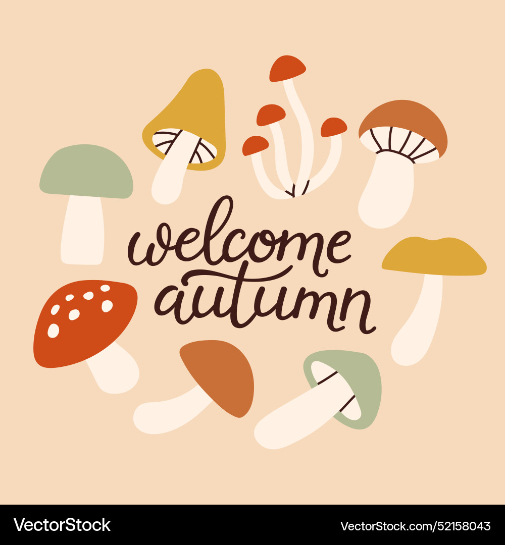 Autumn hand drawn lettering welcome fall Vector Image