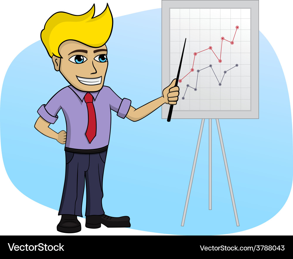 Business man with a chart - cartoon Royalty Free Vector