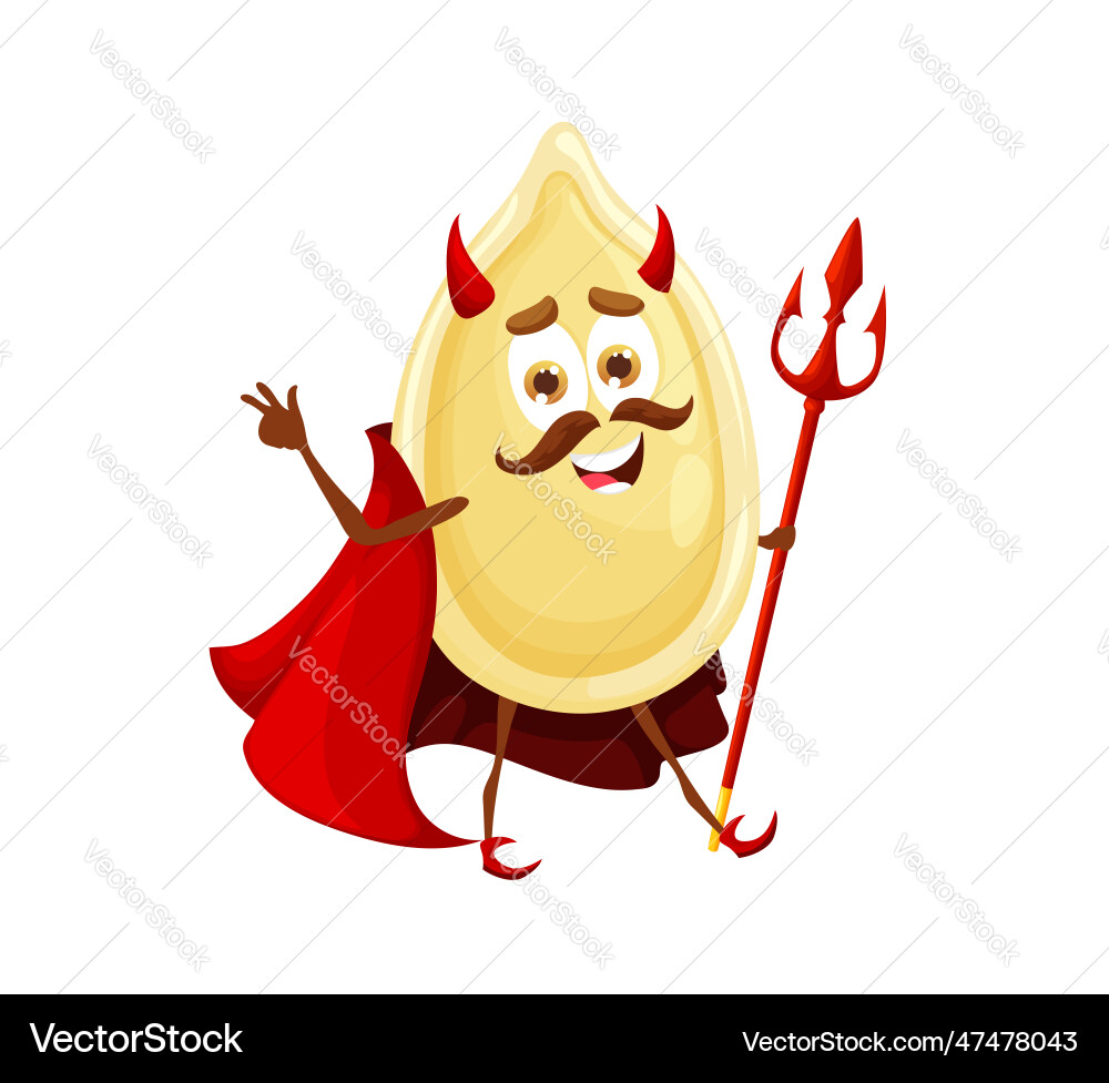Cartoon halloween devil pumpkin seed character Vector Image