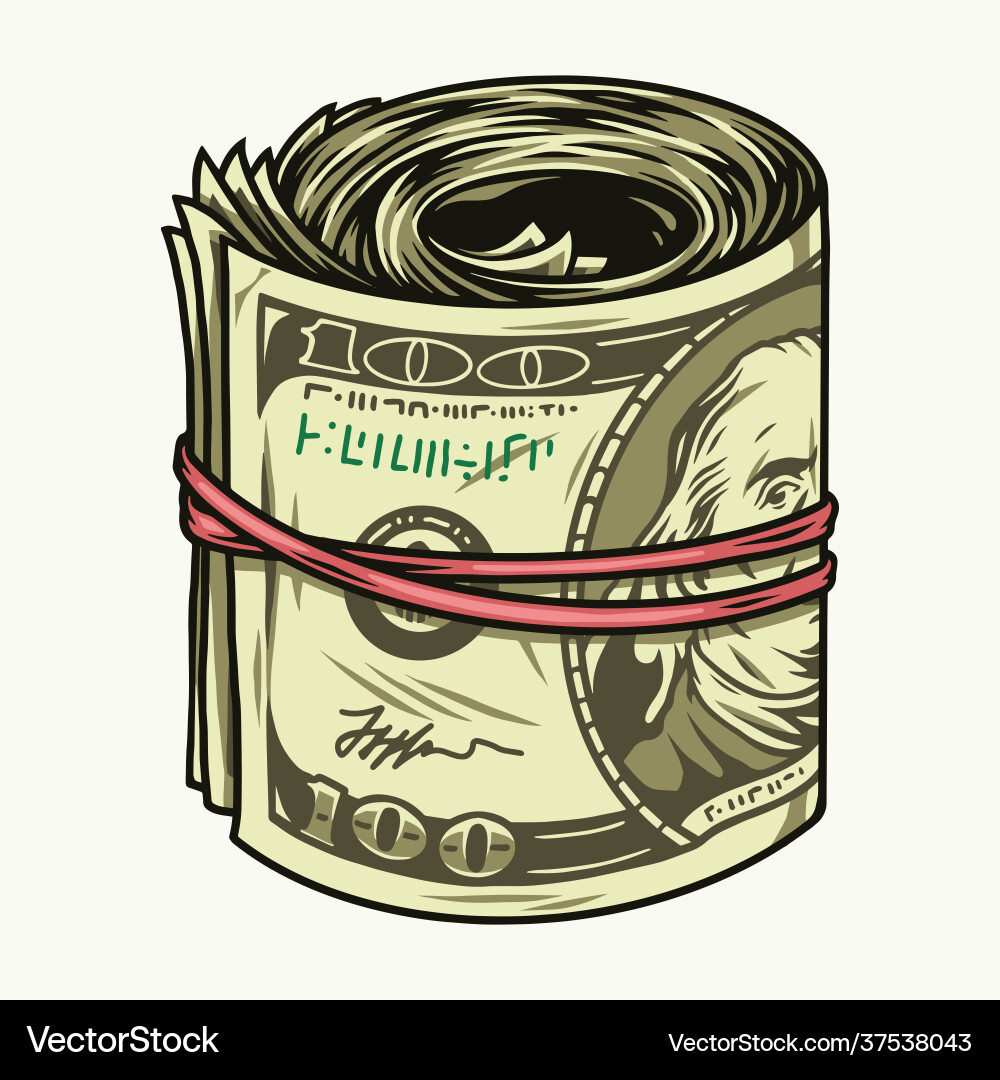 Colorful concept money roll Royalty Free Vector Image