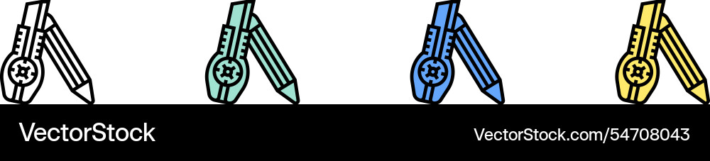 Cutter icon outline green blue and yellow style Vector Image