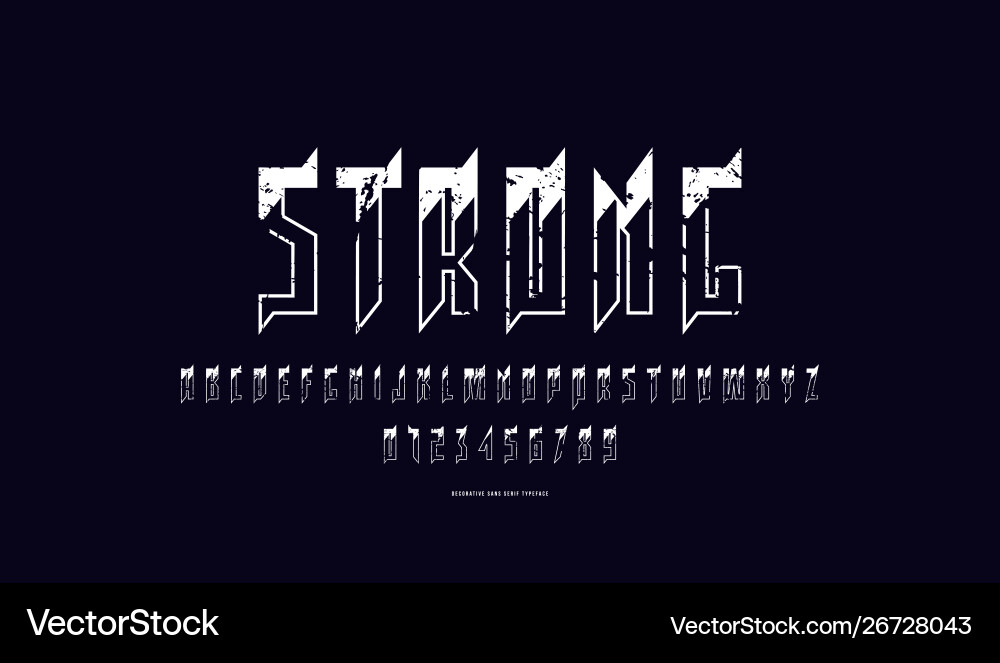 Decorative narrow sans serif font Royalty Free Vector Image