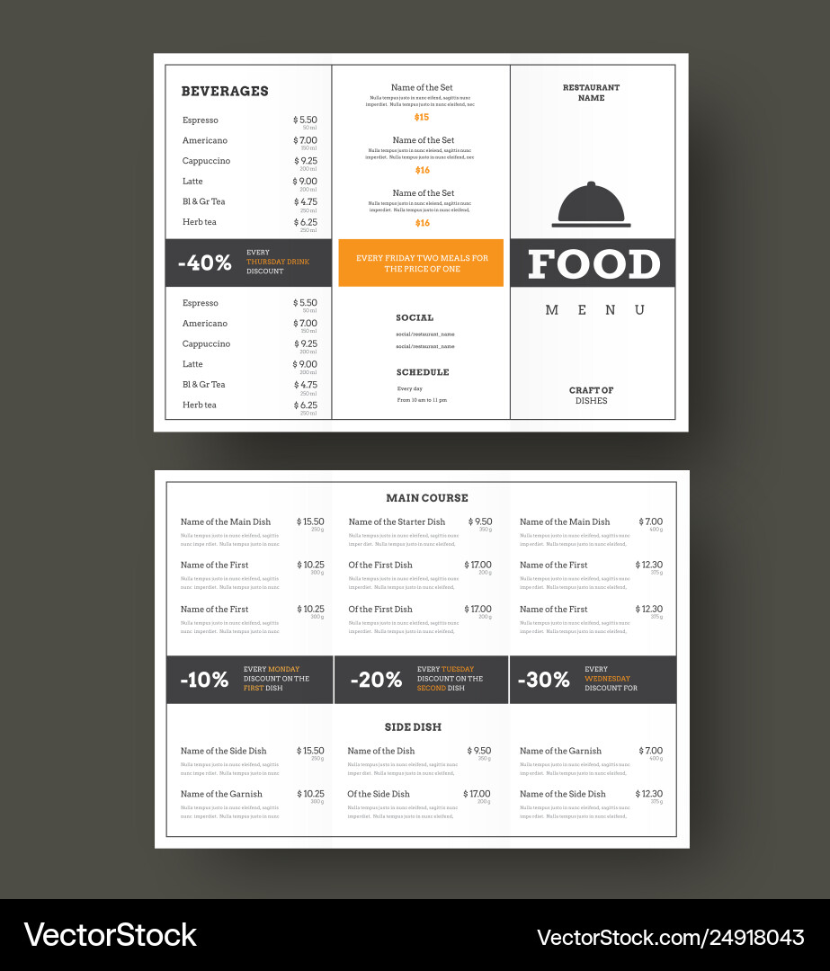 Design folding menu for cafes and restaurants Vector Image