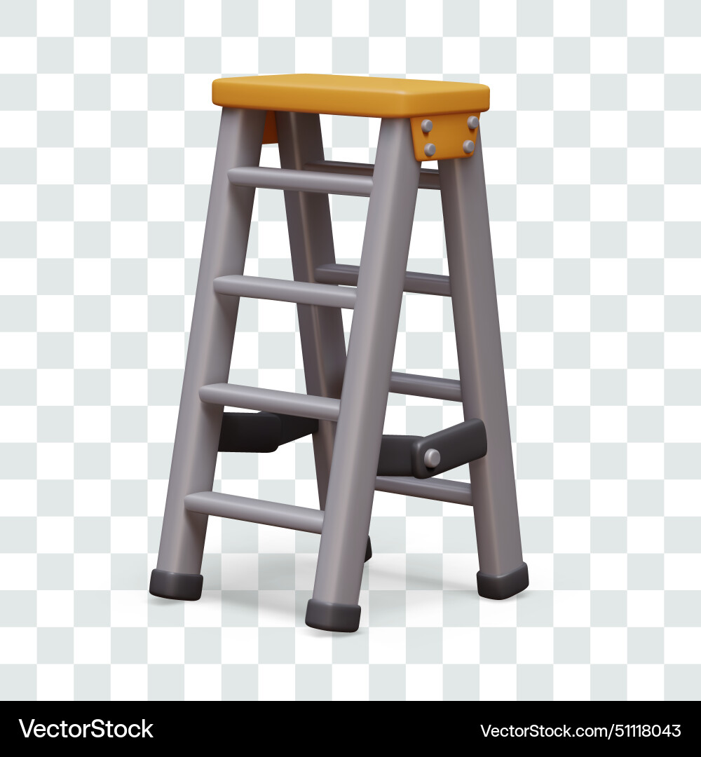Folding metal ladder in realistic style equipment Vector Image