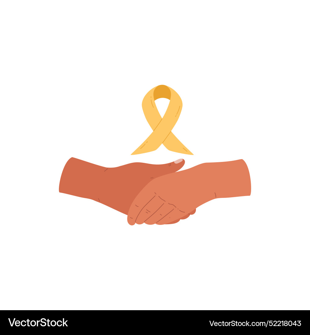 Hand shake with yellow ribbon unity Royalty Free Vector