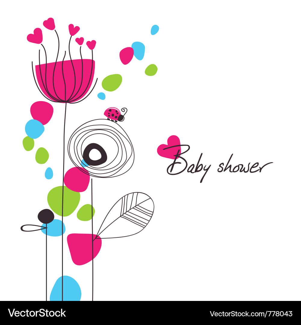 Happy floral baby shower Royalty Free Vector Image