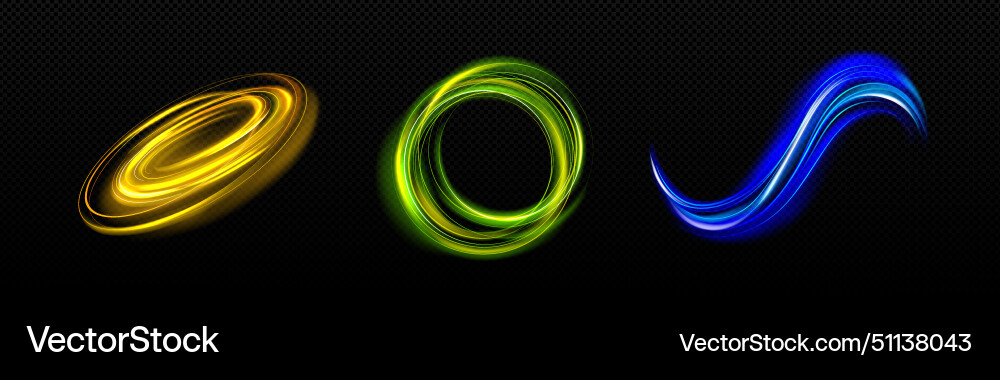 Neon light effect set on transparent background Vector Image