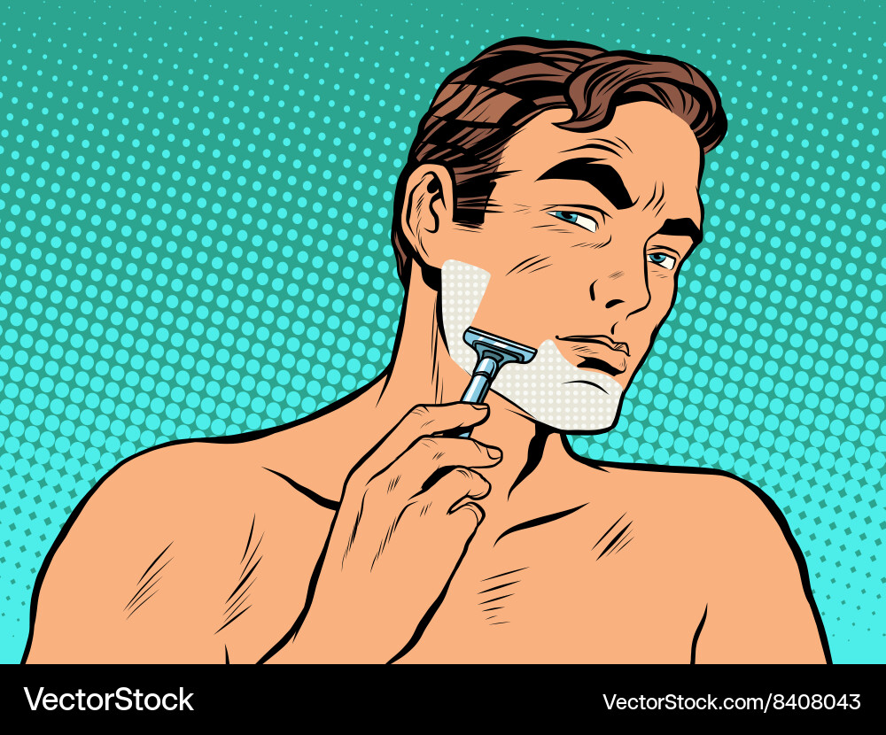 Retro Man Shaving Royalty Free Vector Image - VectorStock