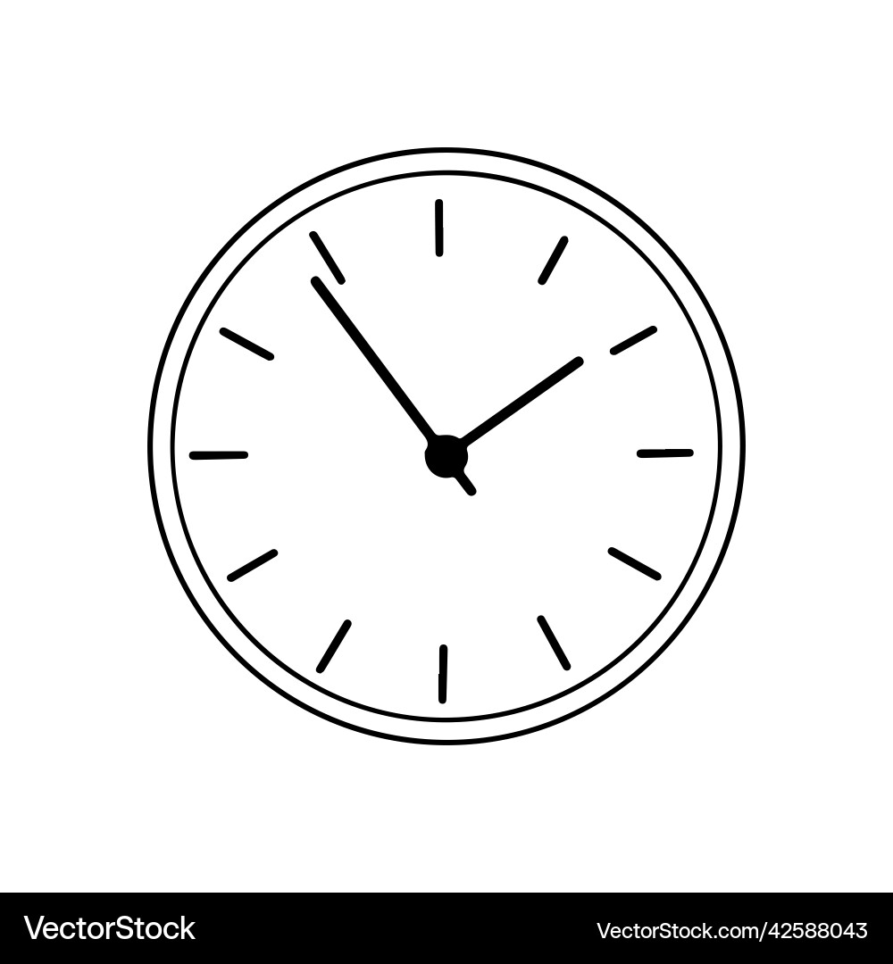 Round wall clock linear Royalty Free Vector Image
