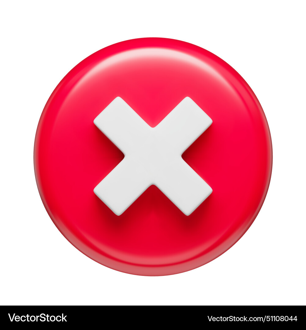 3d realistic multiplication sign icon red round Vector Image