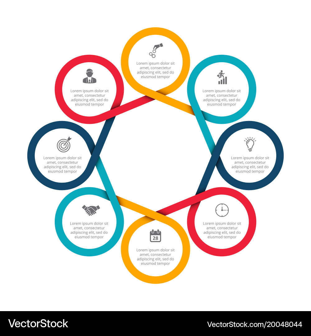 Abstract elements of cycle diagram with 8 steps Vector Image