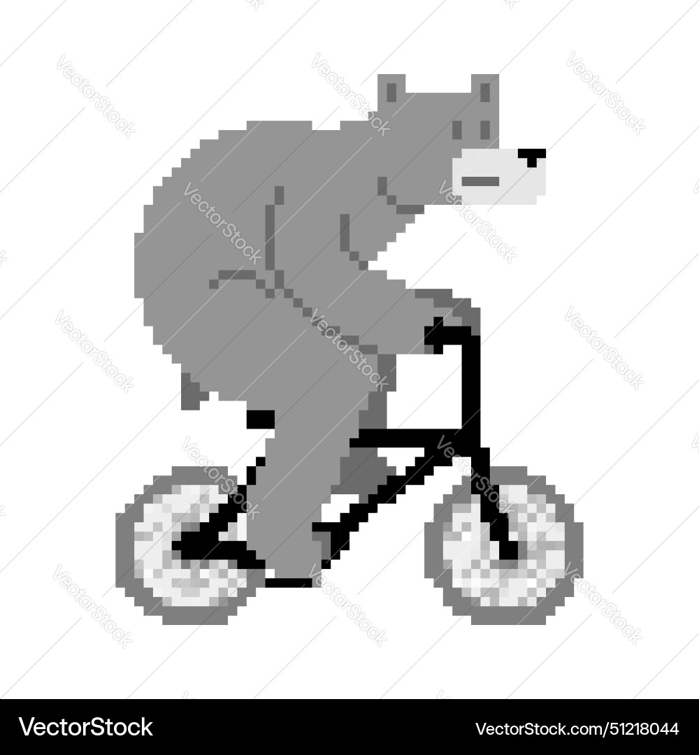Bear on bicycle pixel art pixelated beast Vector Image