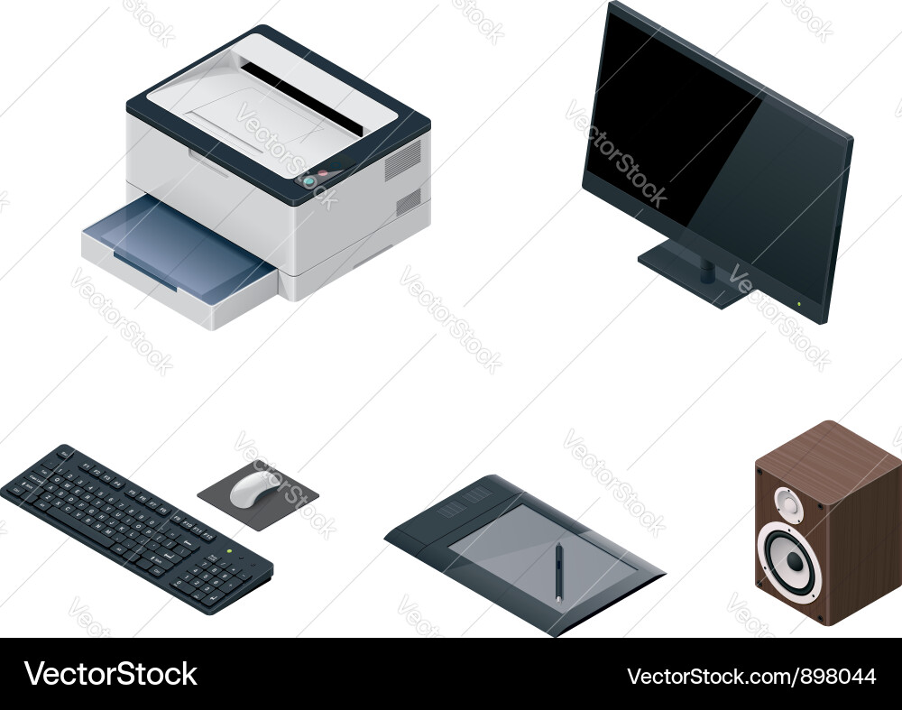 Computer devices icon set Royalty Free Vector Image