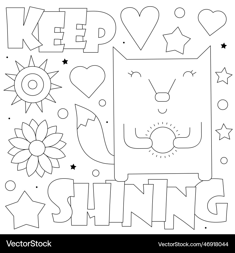 Keep shining coloring page Royalty Free Vector Image
