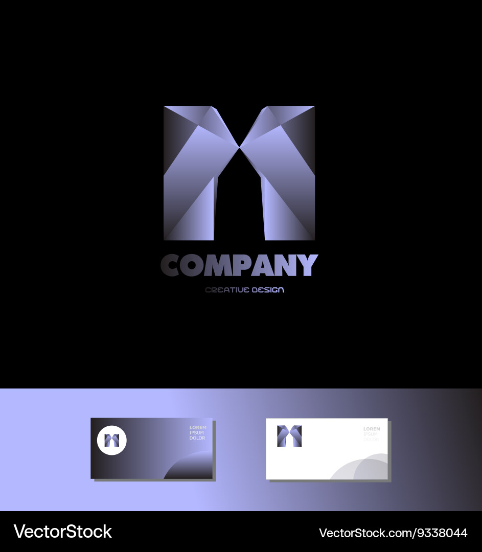 Letter m 3d blue metal logo Royalty Free Vector Image