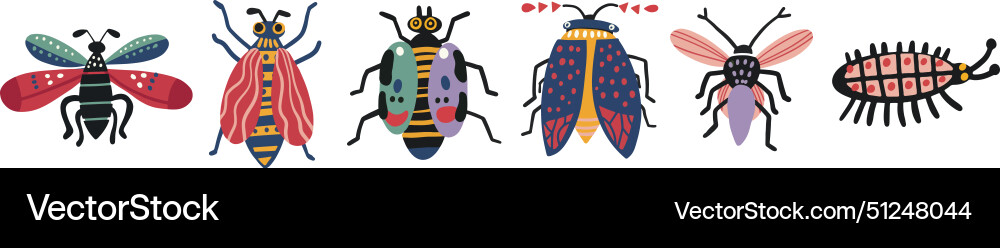 Playful garden bugs collection Royalty Free Vector Image