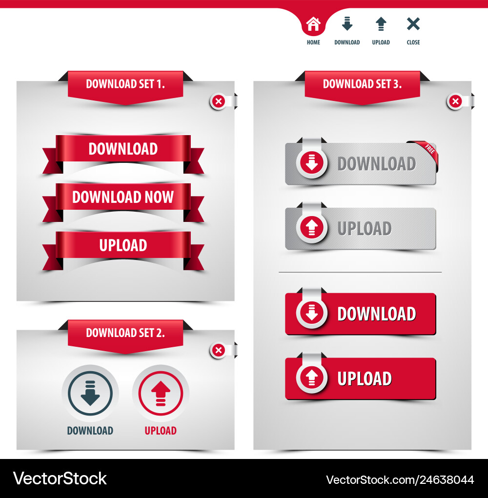 Set of download and upload buttons Royalty Free Vector Image