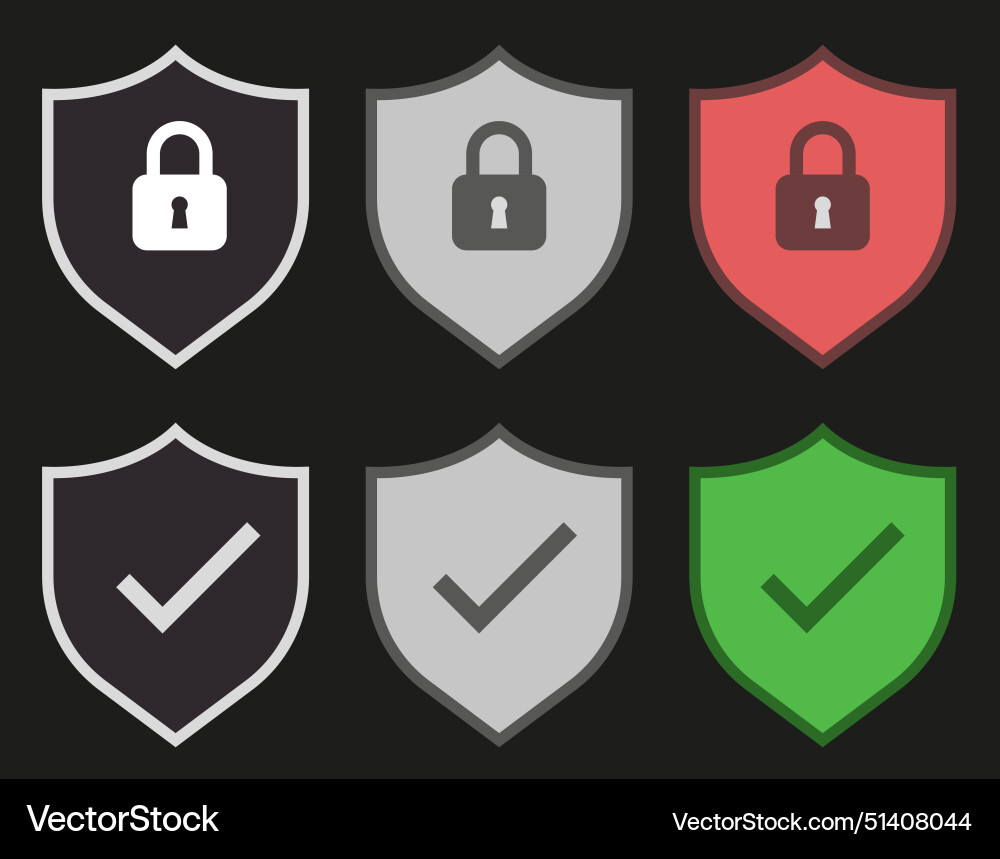 Shield with a lock security symbol icons Vector Image