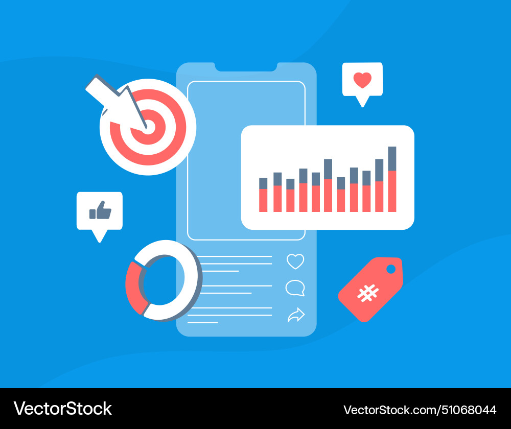 Social media metrics - insights into analytics Vector Image