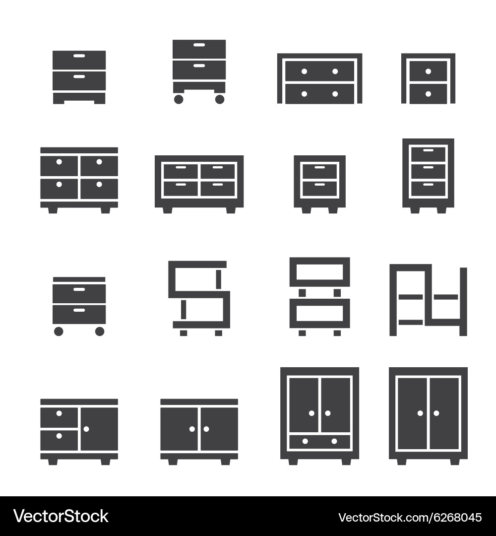 Cabinet icon set Royalty Free Vector Image - VectorStock