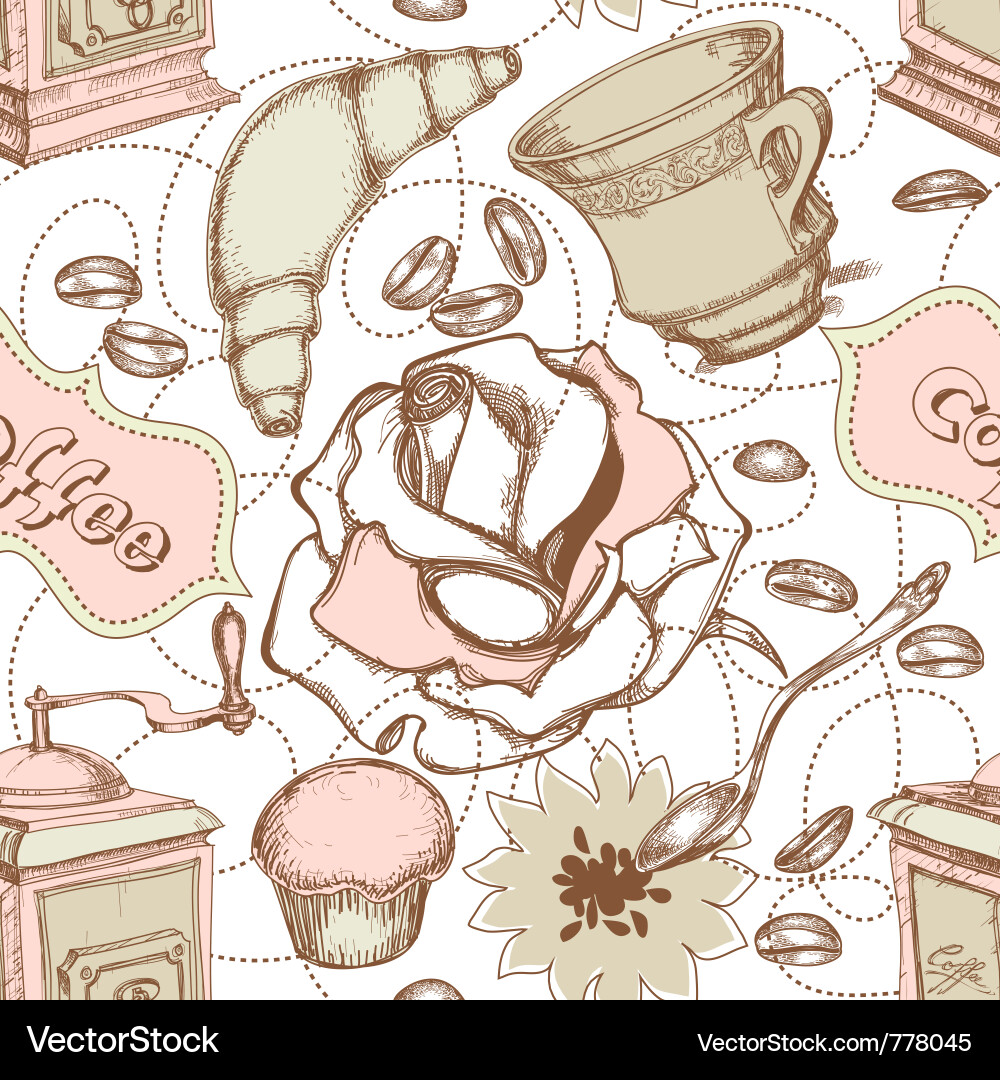 Coffee and cakes seamless pattern Royalty Free Vector Image