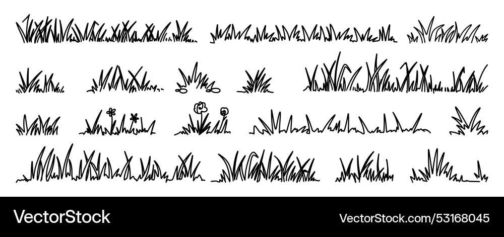 Doodle grass sketch natural field outline Vector Image