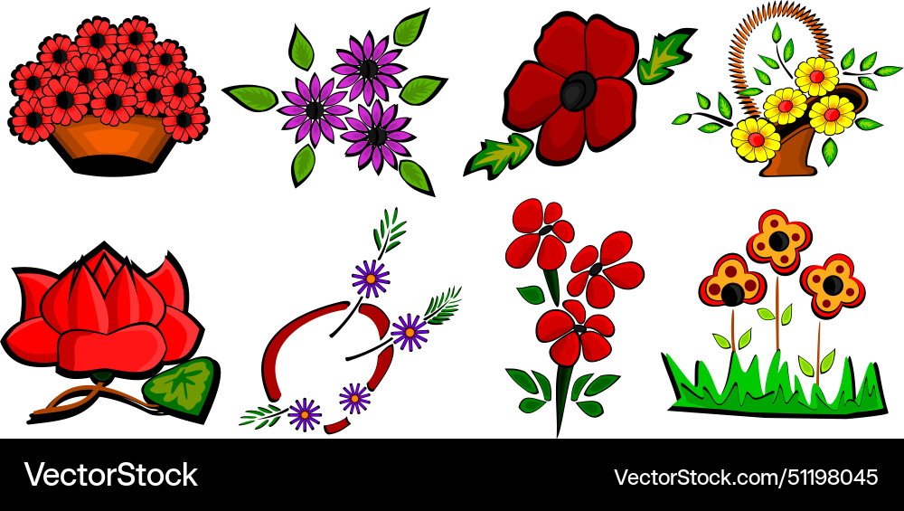 Flower art collection Royalty Free Vector Image
