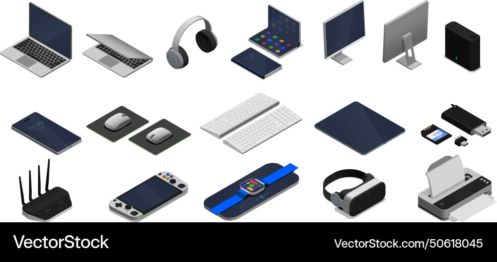 Isometric electronic gadgets modern technologies Vector Image