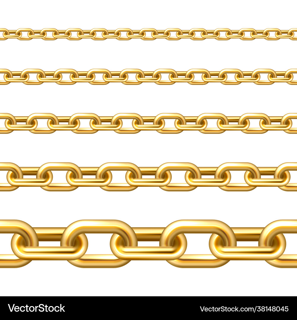 Realistic gold plated seamless metal chain Vector Image