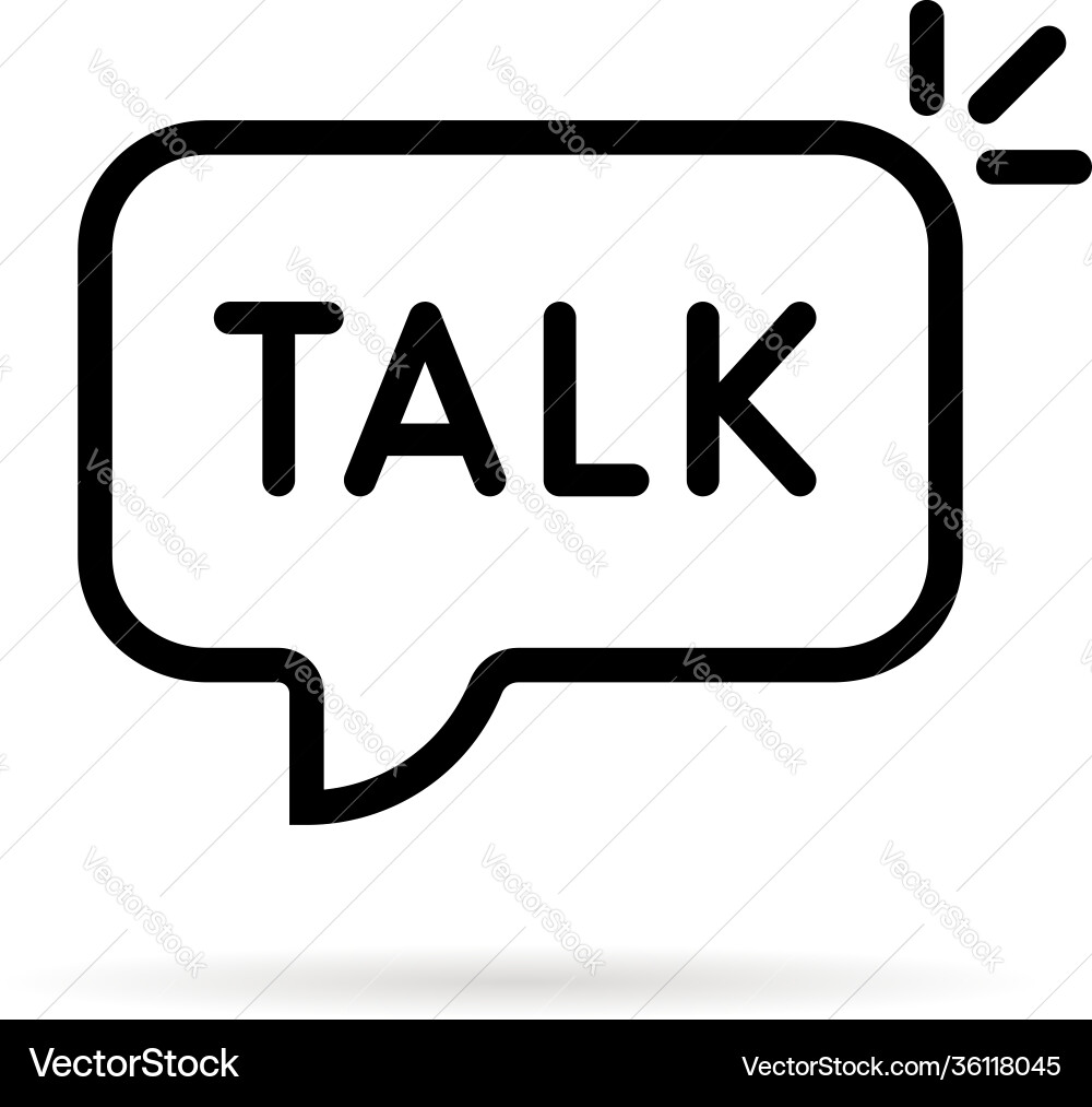 Talk word in black thin line bubble Royalty Free Vector