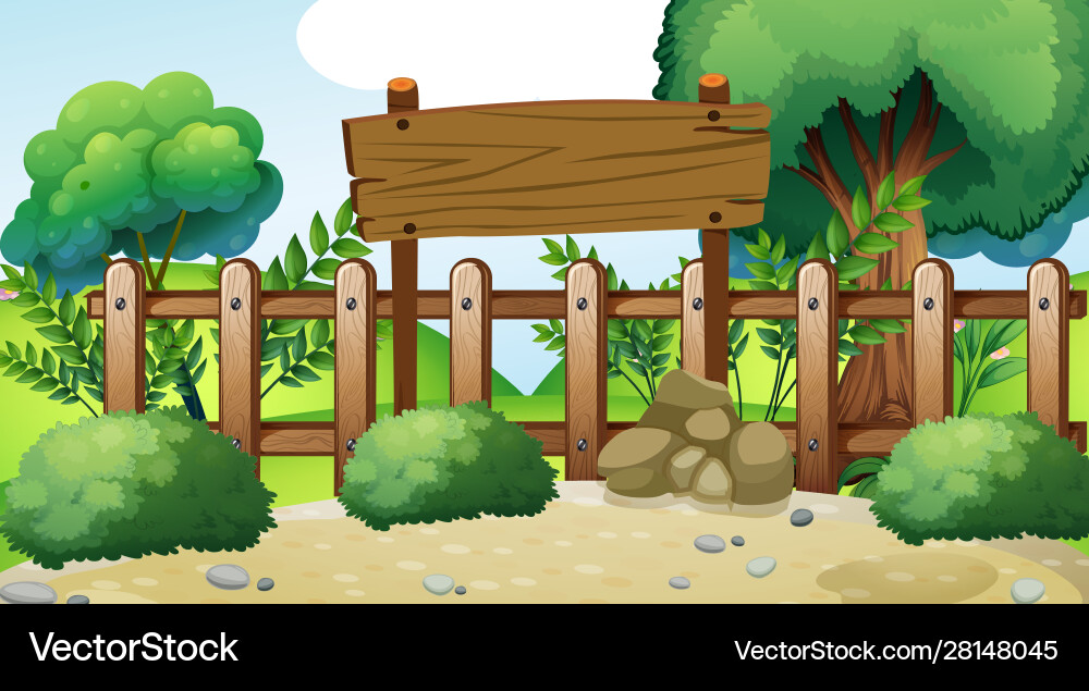 Wooden sign in garden Royalty Free Vector Image