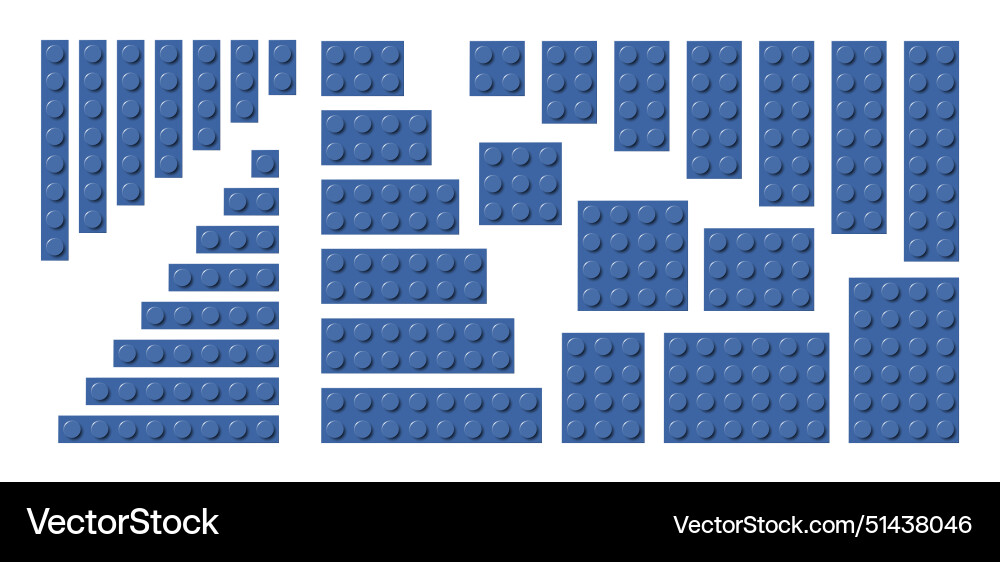Big set of blue plastic building toy blocks Vector Image