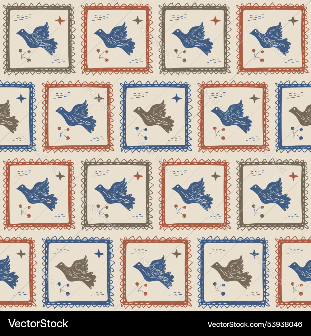 Birds frames seamless pattern flying pigeon Vector Image