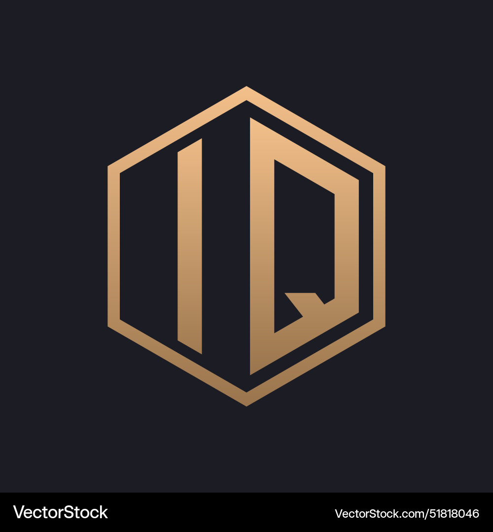 Elegant hexagon letter iq logo design initial Vector Image