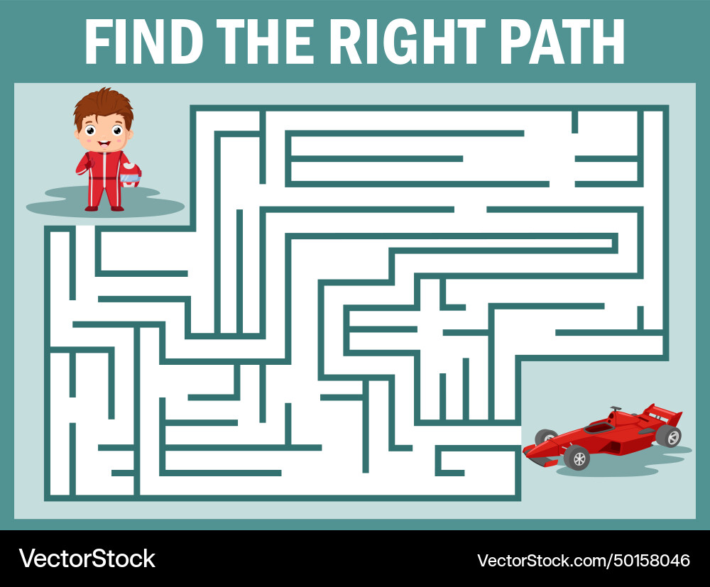 Find the right path from racer to racing car Vector Image