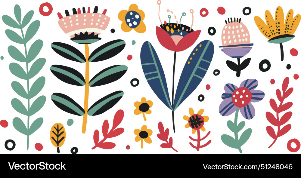 Hand drawn botanical elements set Royalty Free Vector Image