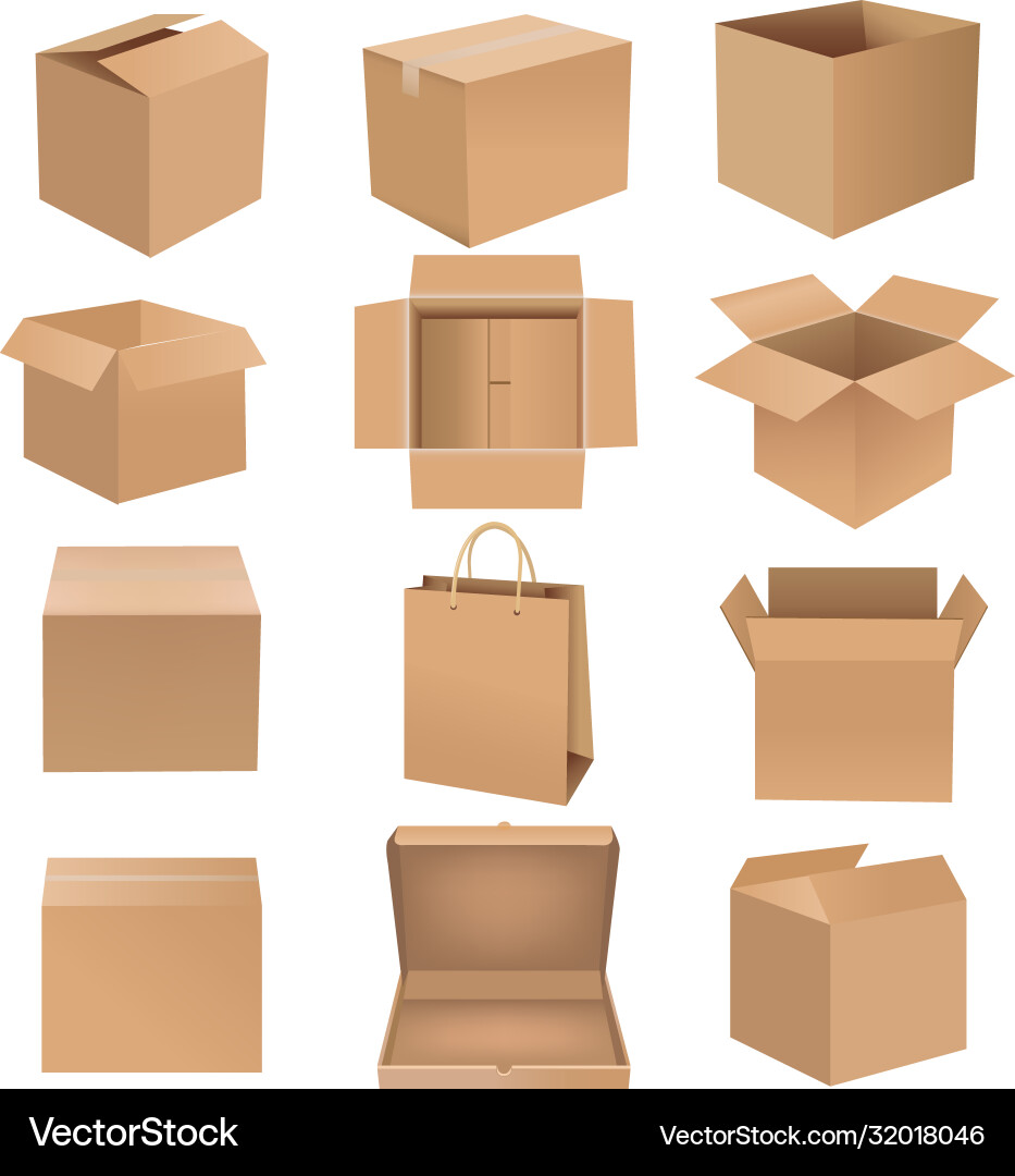 Shipping box big set isolated white background Vector Image
