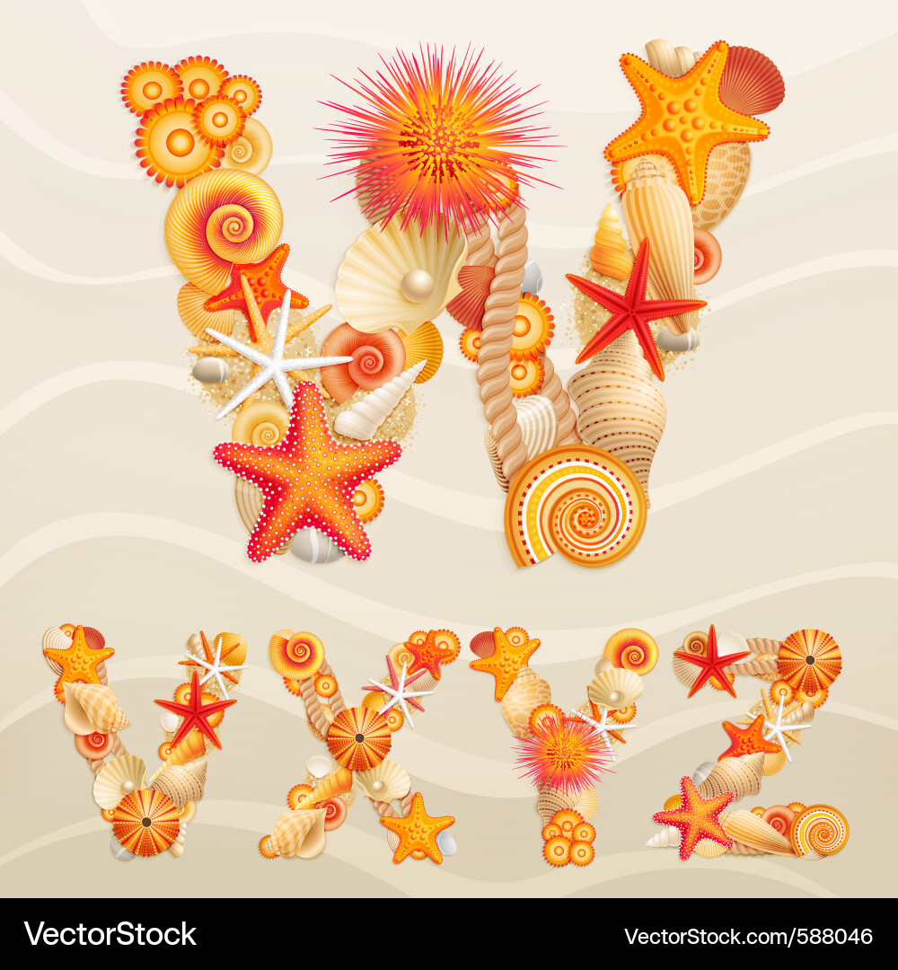 Tropical Seashell Font Royalty Free Vector Image